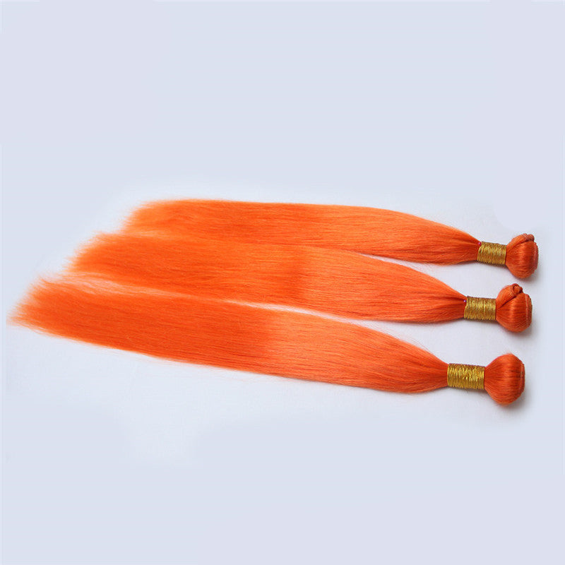 Color Human Hair Curtain Orange Hair Curtain – RightOn68