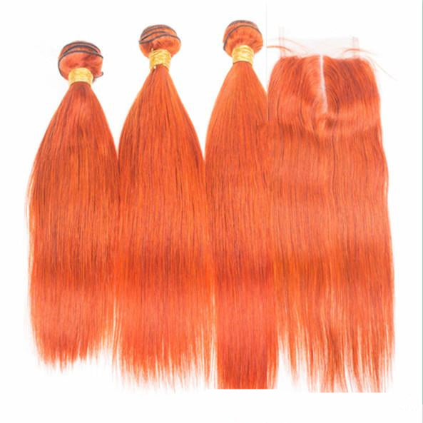 Color Human Hair Curtain Orange Hair Curtain – RightOn68