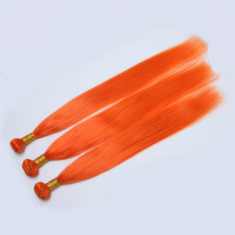 Color Human Hair Curtain Orange Hair Curtain – RightOn68